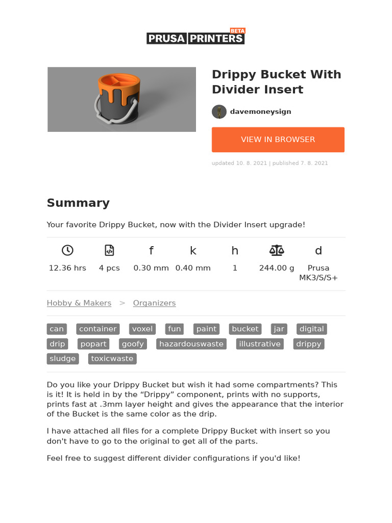 Drippy Bucket With Divider Insert c7970412 9e0e 44be 8a60 | PDF ...