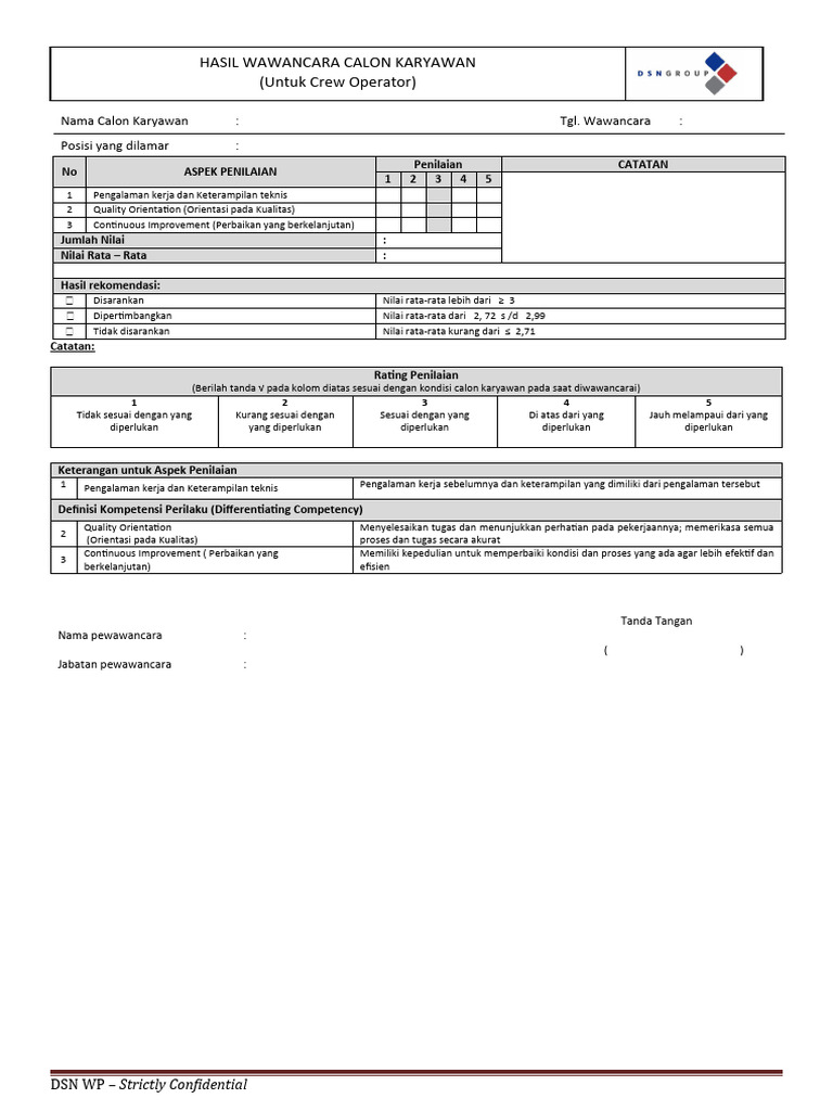 Interview Form - Operator Crew - WP 2023 (Draft) | PDF