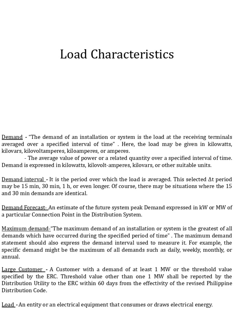 Load Classfication | PDF | Demand | Electrical Substation