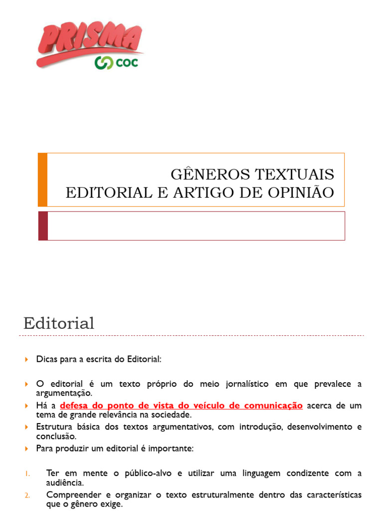 Estrutura e Exemplos de Editorial e Artigo de Opinião | PDF | Editorial