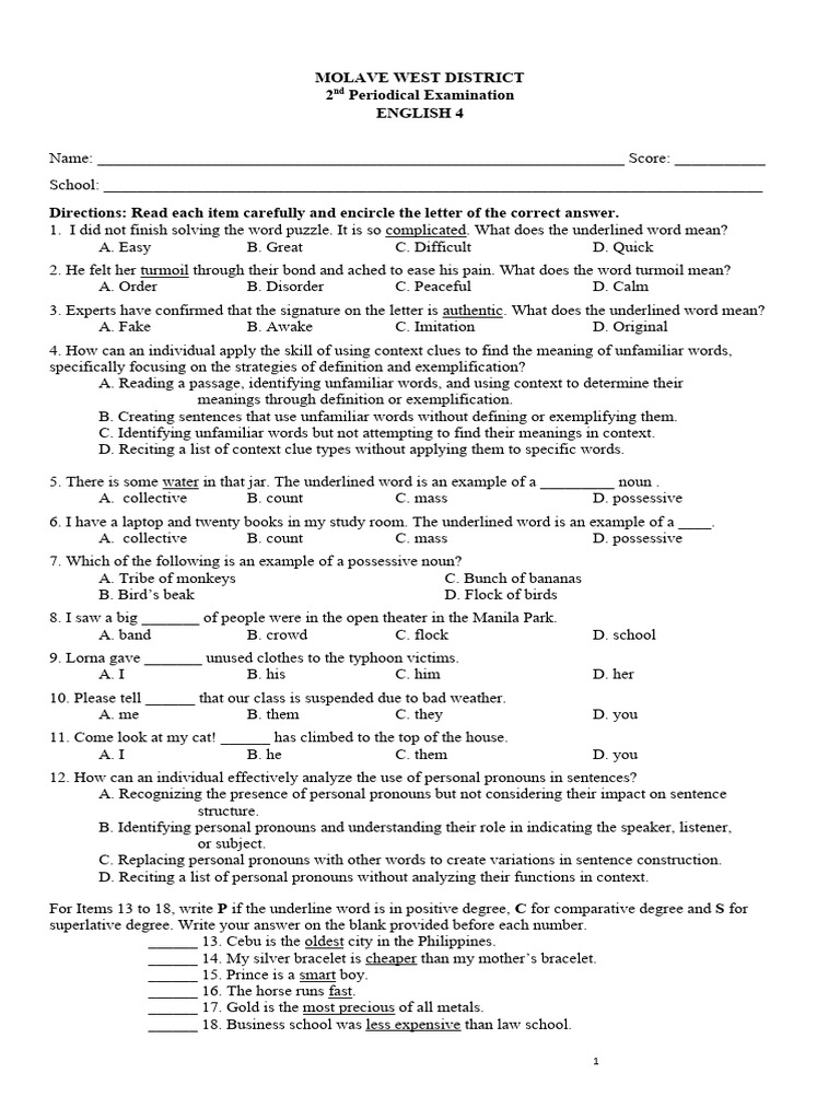 Q2 English-4 | PDF | Grammatical Tense | Word