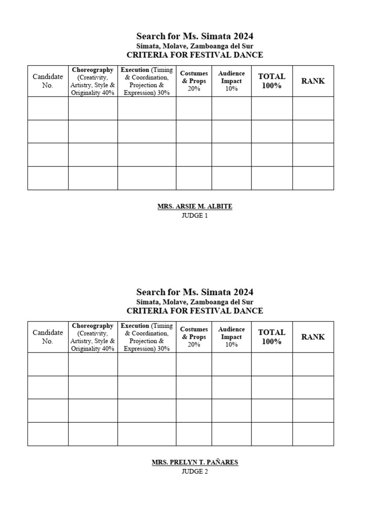 CRITERIA-Festival Dance | Download Free PDF | Dances | Performing Arts