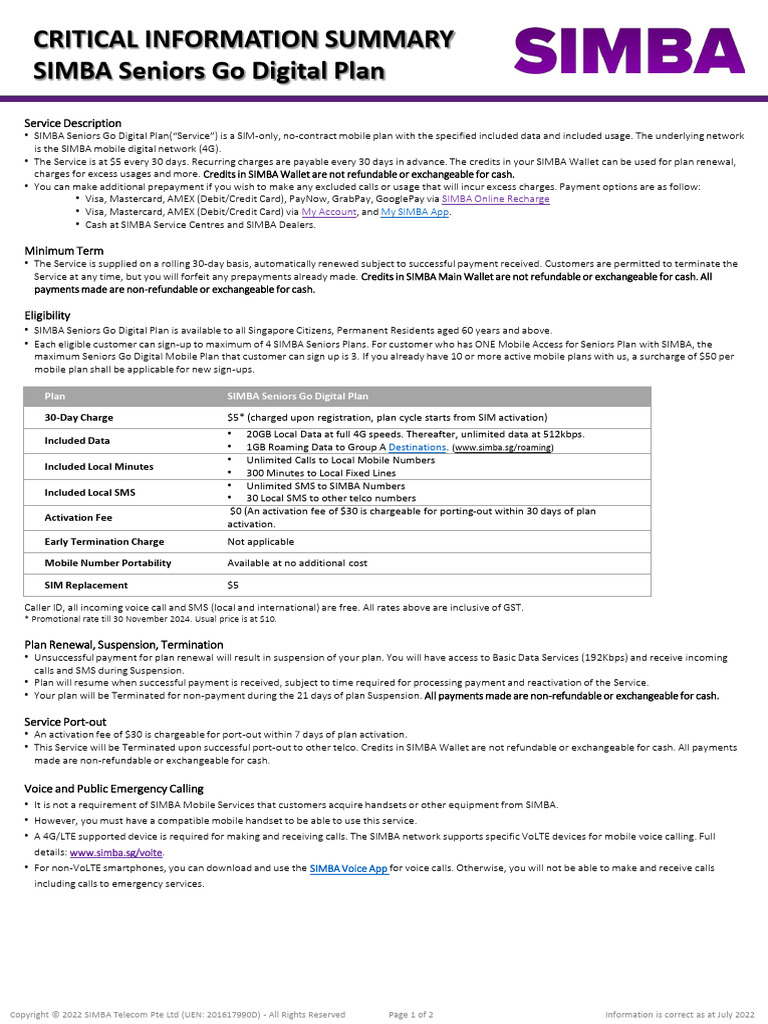 CIS - SIMBA - Seniors Go Digital - 15072022.408c97cb | PDF | Credit ...