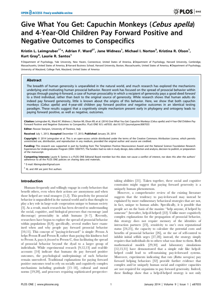 Capuchin | PDF | Affect (Psychology) | Emotions