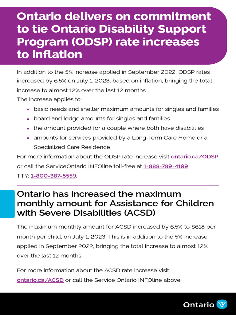 ODSP and ACSD Rate Increase July 2023 EN | PDF