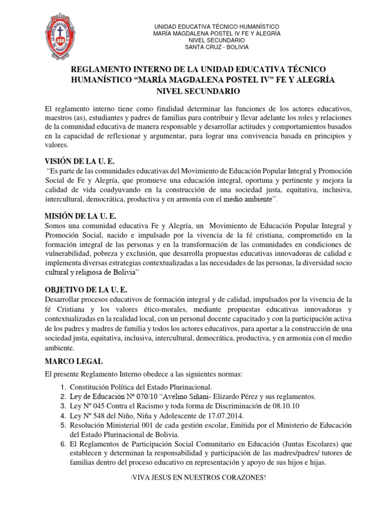 Reglamento Interno Mmp4 | PDF | Disciplinas | Maestros