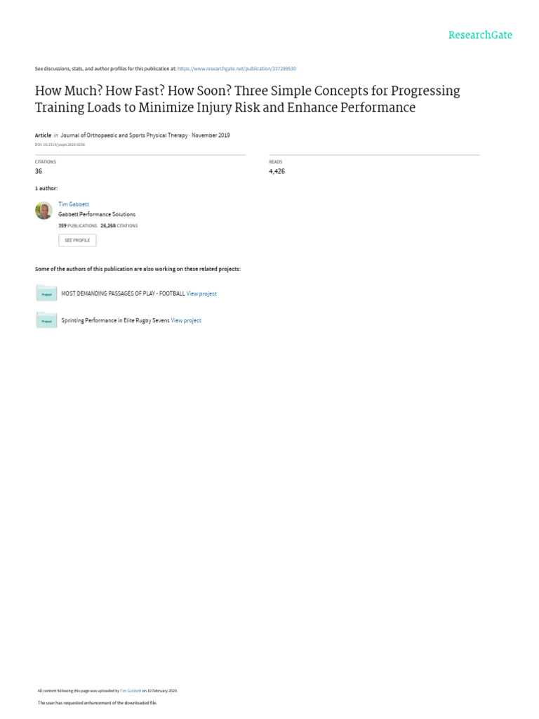 Gabbett 2019 TheBig3Elements JOSPT InPress | PDF | Physical Therapy | Risk