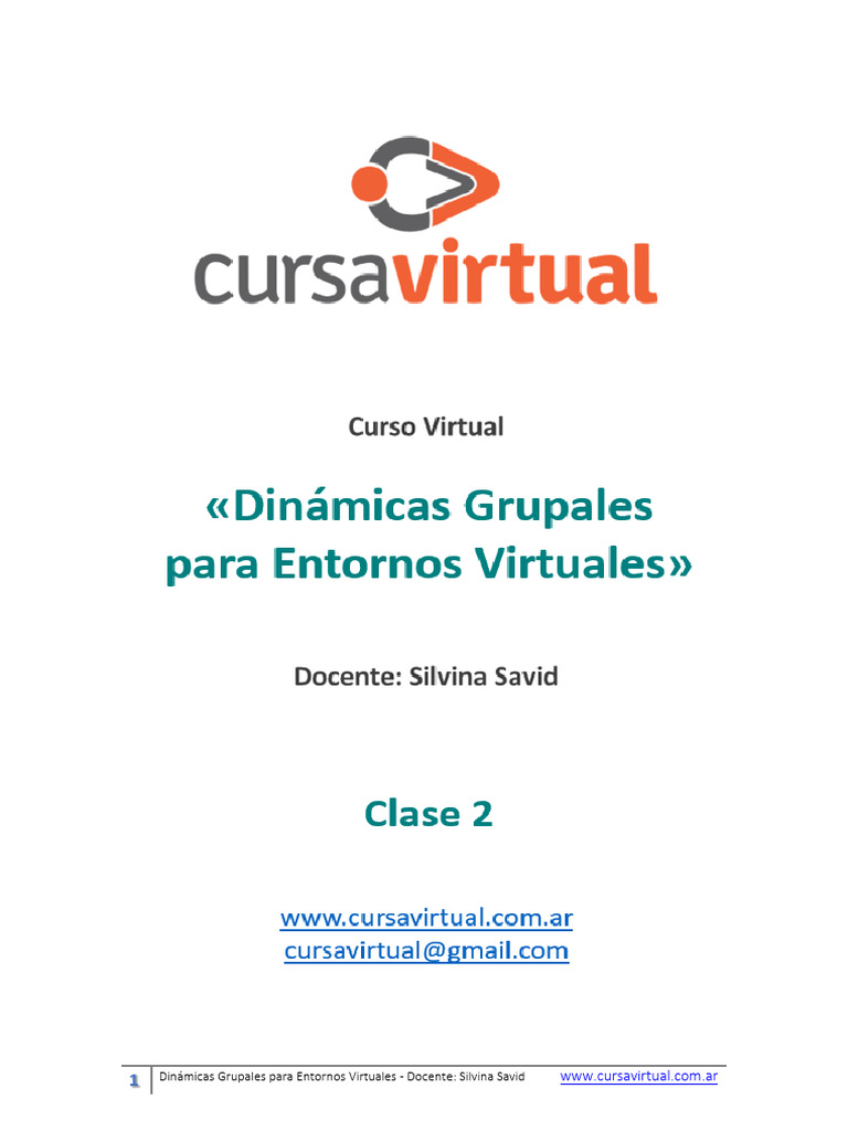 Clase 2 - Dinamicas grupales para entornos virtuales - Cursa virtual | PDF | Aprendizaje | Maestros