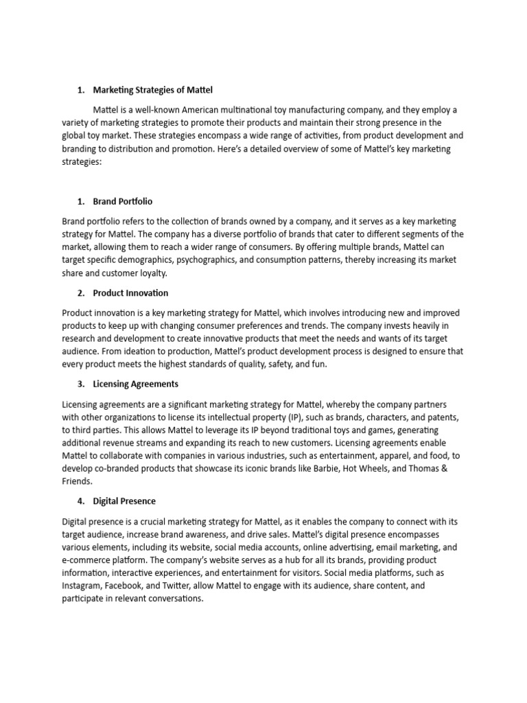 EA-MATTEL | PDF | Brand | Target Audience
