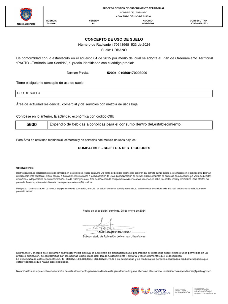 Concepto Uso De Suelo Urbano 52001010500170003000 Pdf 5253