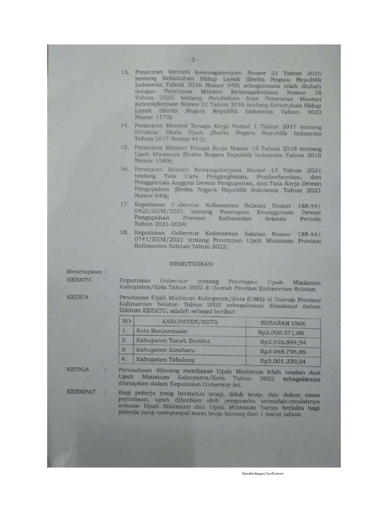 UMK Kalimantan Selatan 2022 | PDF