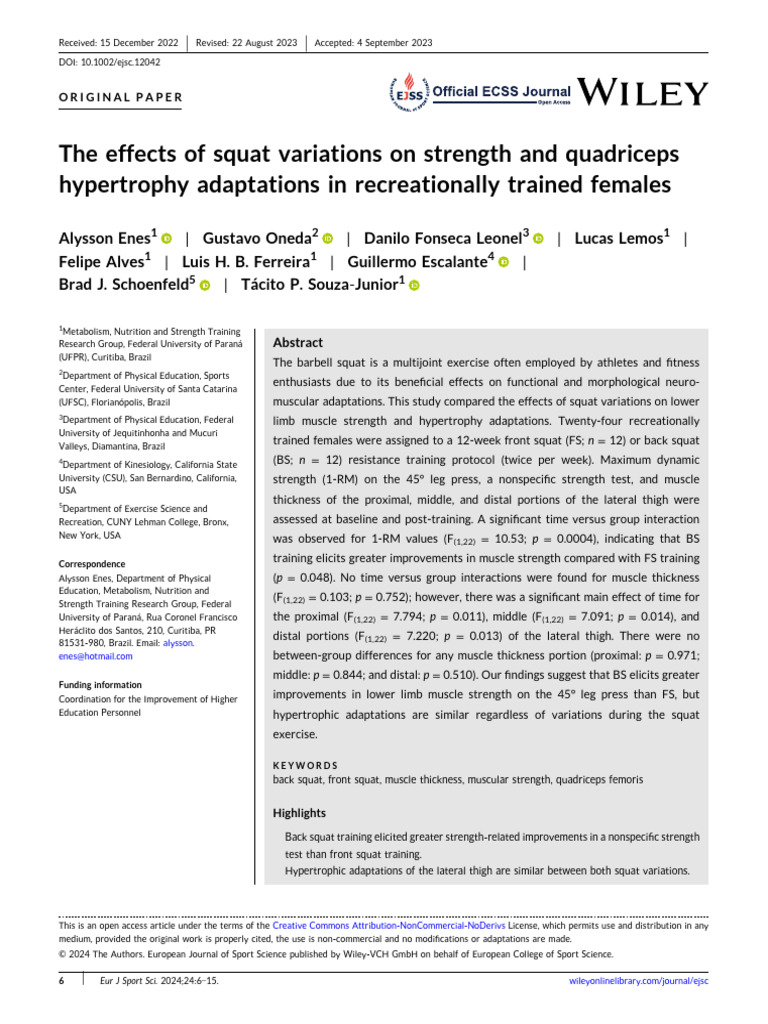 European Journal of Sport Science - 2024 - Enes - The Effects of Squat ...