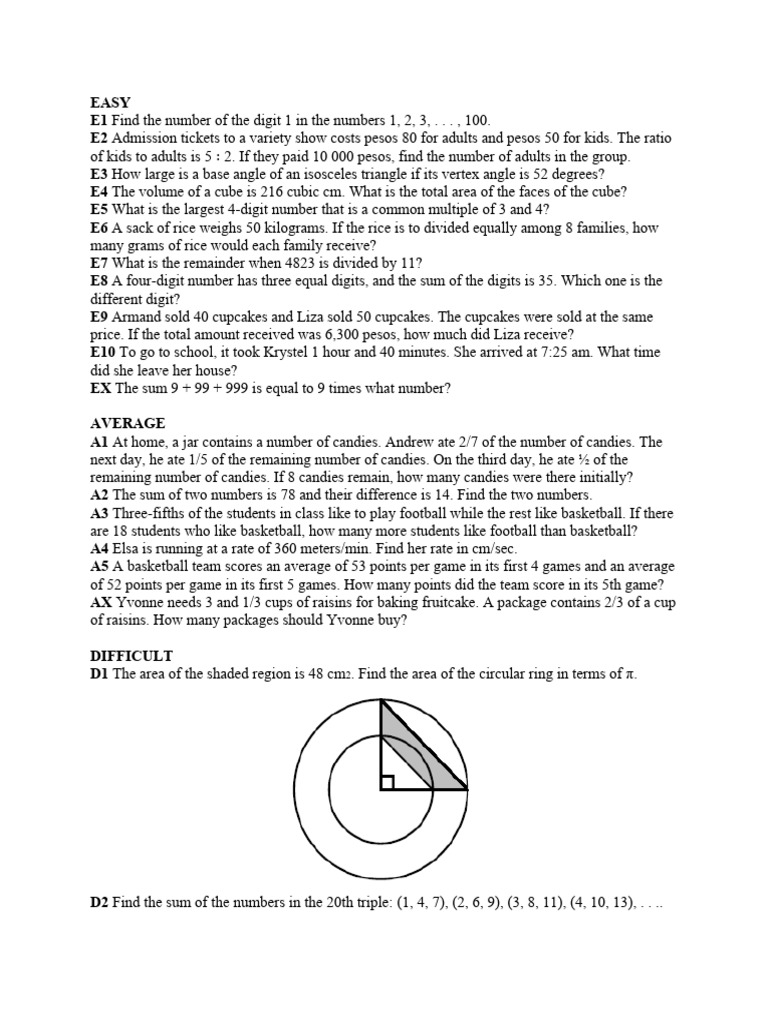 MTAP Questionnaire 2019 | Download Free PDF | Euclidean Geometry ...