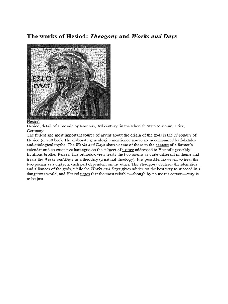 Hesiod's Theogony and Justice Themes | PDF | Philosophy | Religion ...