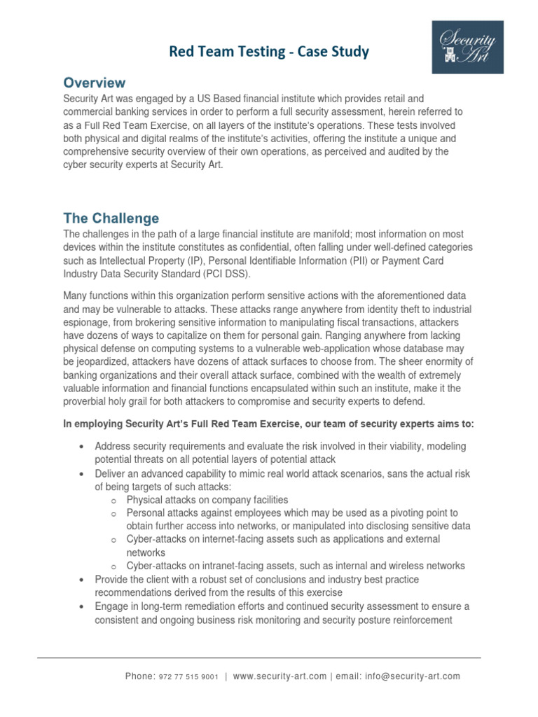 U4 Security Art Red Team Testing Case Study Final | PDF | Security ...