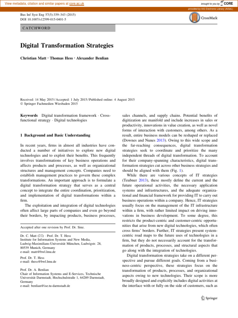 Digital Transformation Strategies Matt | PDF | Strategic Management | Business Model