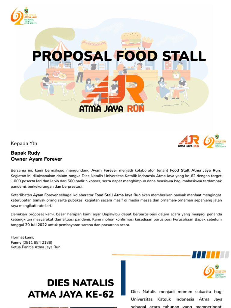 01 Proposal Tenant Food Stall Atma Jaya Run_Ayam Forever | PDF