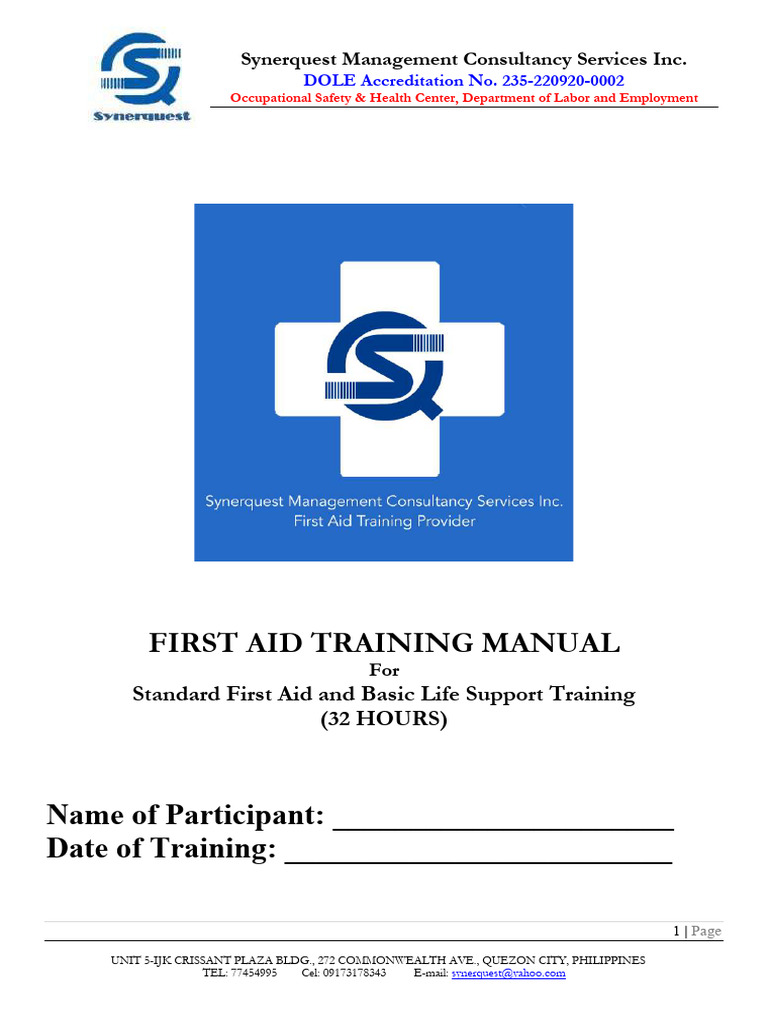 Microsoft Word - Synerquest Standard First Aid With BLS Training Manual ...