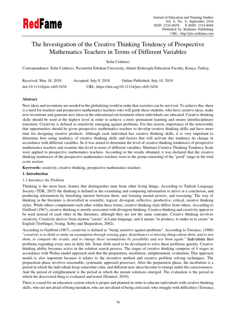 Ej1184987 Pdf Creativity Thought