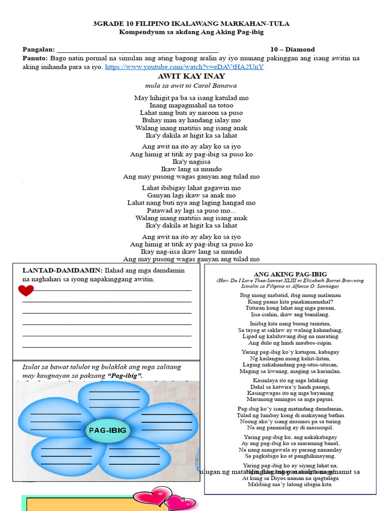 Grade 10 Tula Activity | PDF