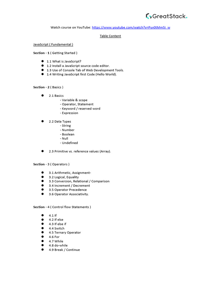 Javascript Fundamentals Notes Pdf Document Object Model Java Script