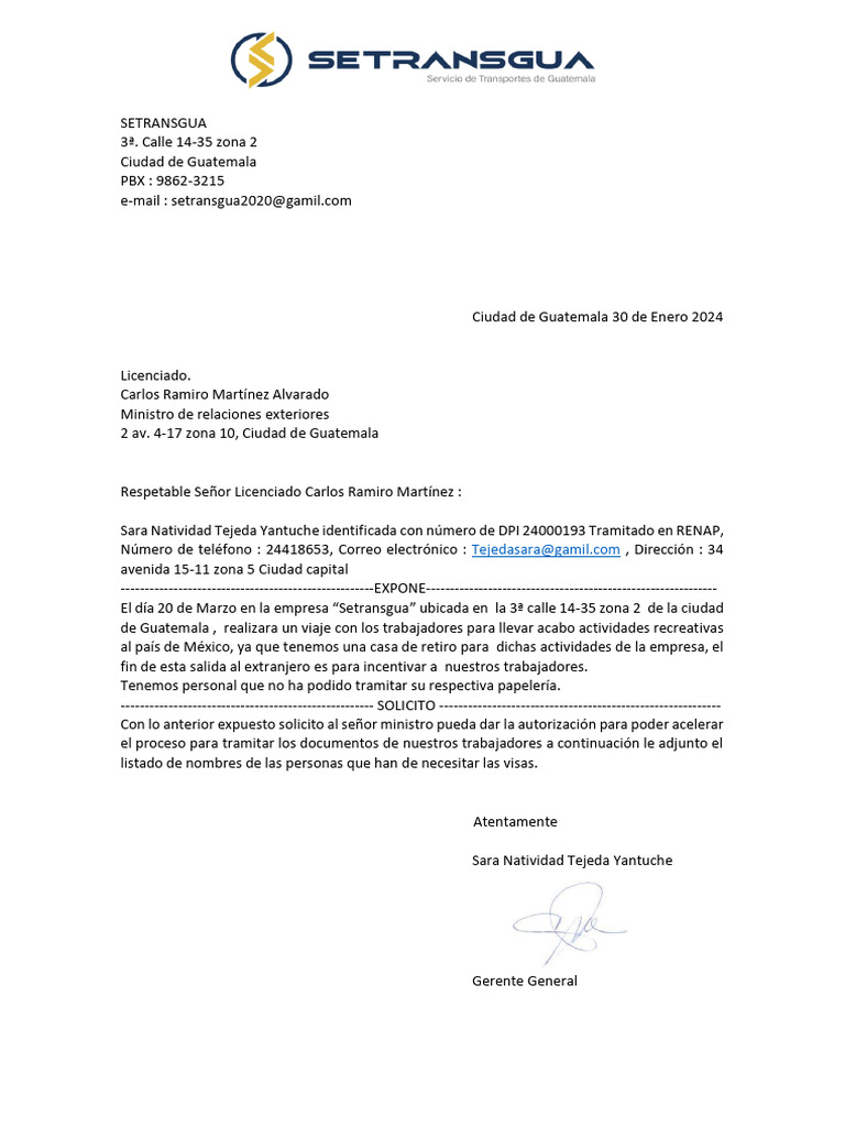 Solicitud Ejemplo | PDF