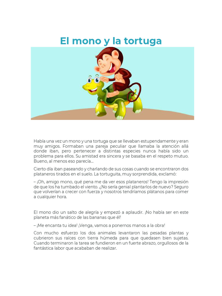Lectura El Mono Y La Tortuga Pdf