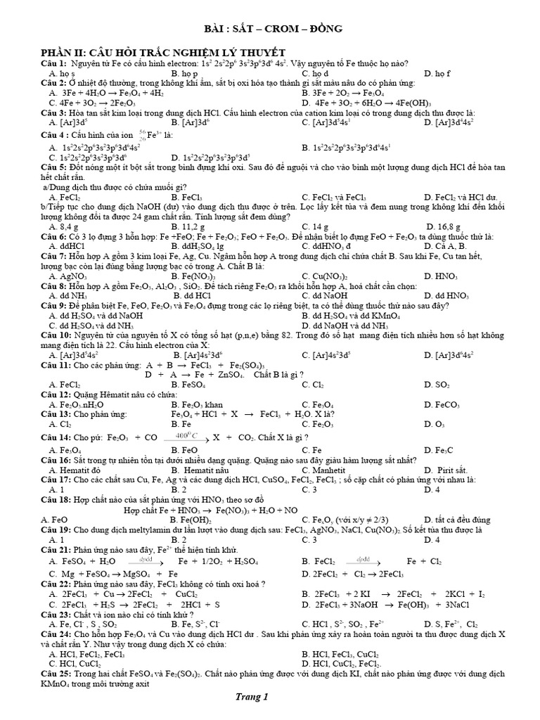 Bài tập Crom Sắt Đồng | PDF