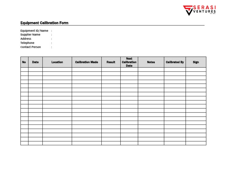 Calibration Form | PDF