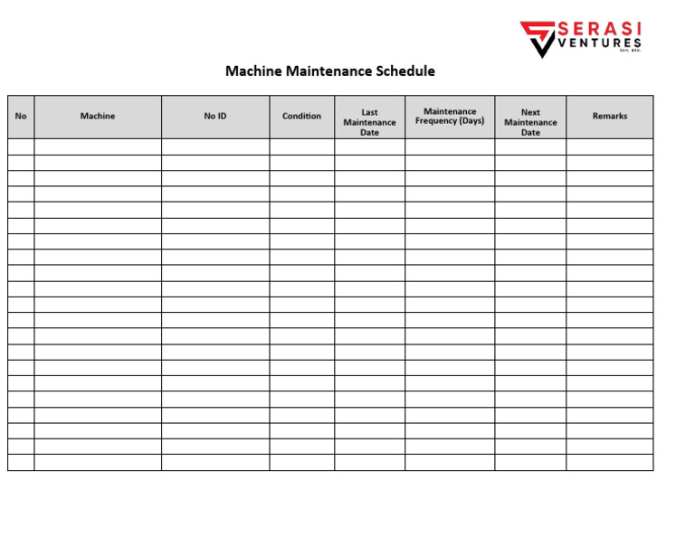 Machine Maintenance Schedule | PDF