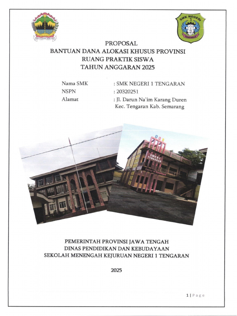 SMK N 1 Tengaran Proposal DAK 2025 | PDF