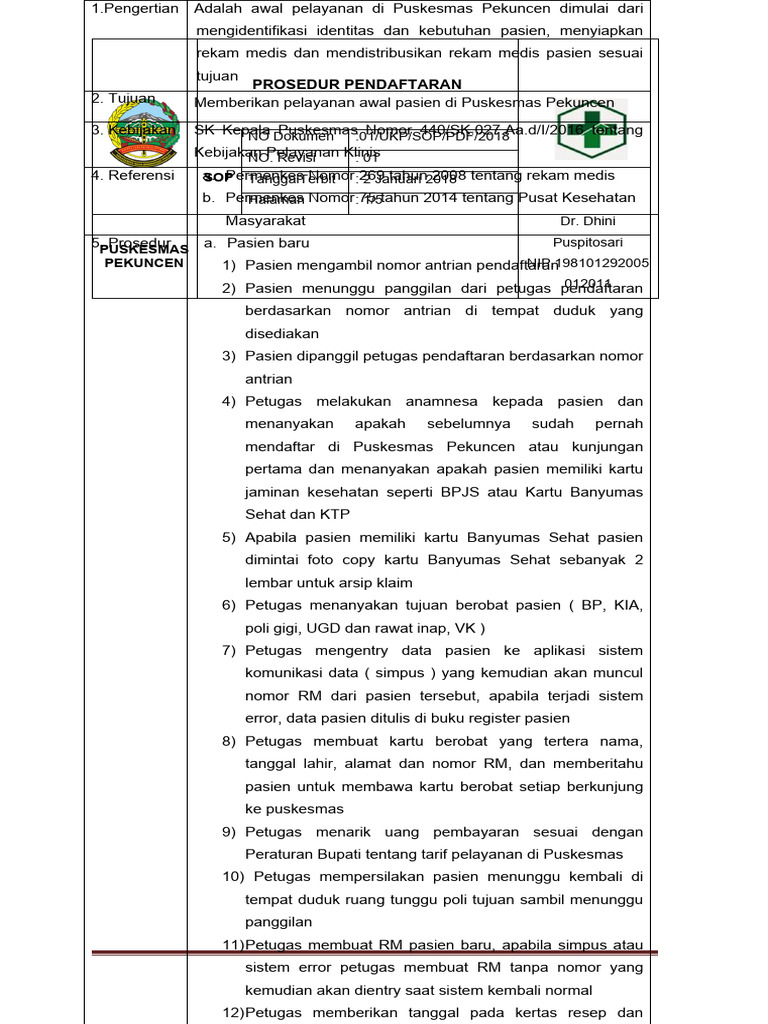 Prosedur Pendaftaran Puskesmas | PDF