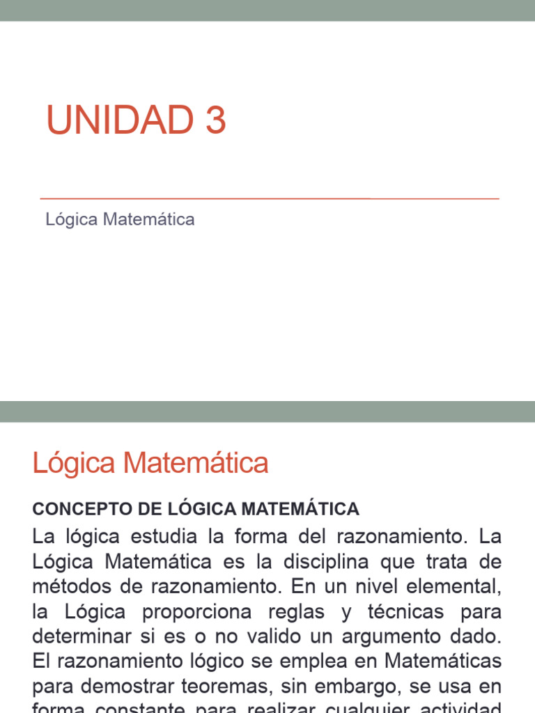 Unidad 3 | PDF | Proposición | Lógica matemática