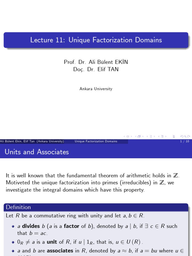 Unique Factorization Domain 2 Pdf Factorization Ring Mathematics