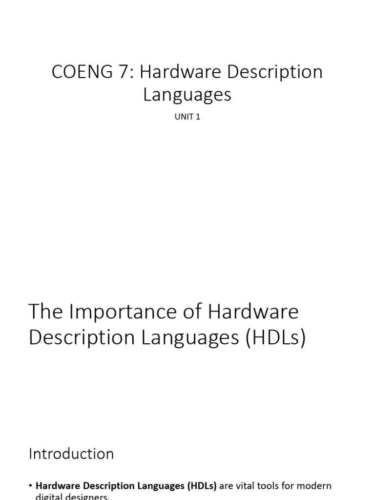 Unit 1 Hardware Description Languages Download Free Pdf Hardware Description Language 2467