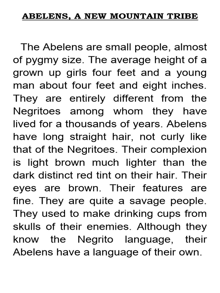 The Abelens: A Unique Mountain Tribe | PDF