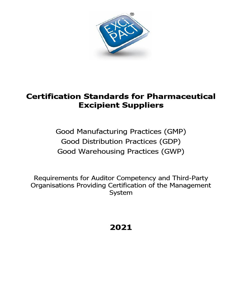 EXCiPACT Standards Booklet 2021 Err Final | PDF | Iso 9000 | Quality ...
