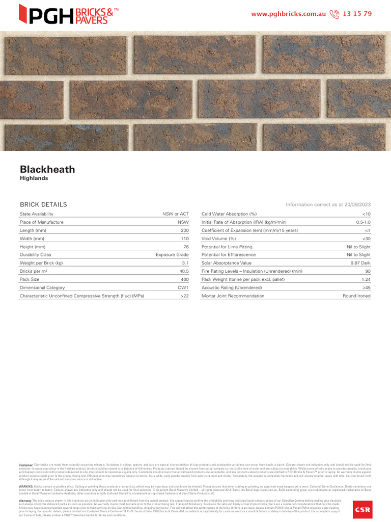 PGH Brick-Highlands-Blackheath | PDF | Brick | Building Materials