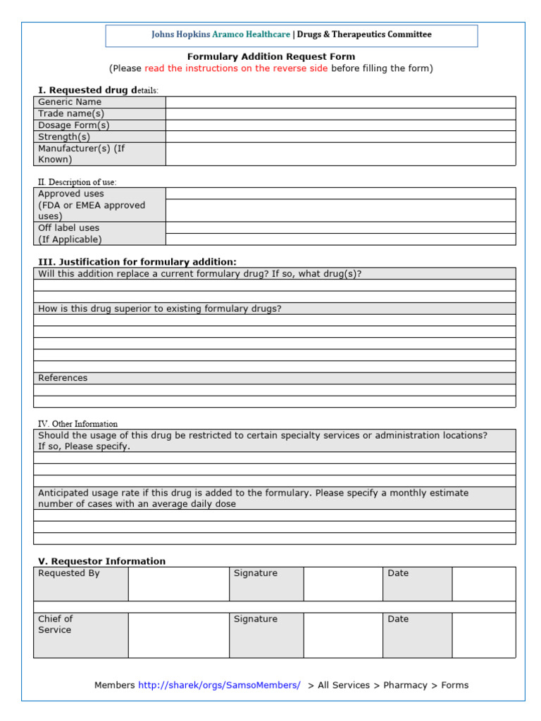 Formulary Addition Request Form | PDF | Pharmacy | Pharmacology