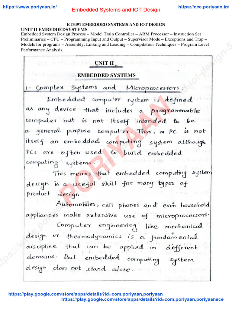 Poriyaan: Unit Ii Embedded Systems | PDF | Computer Architecture | Classes Of Computers