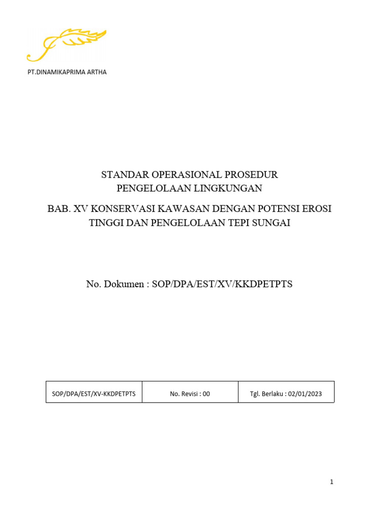 Bab 15 Sop Konservasi Kawasan Dengan Tingkat Erosi Tinggi Dpa 2023 | PDF