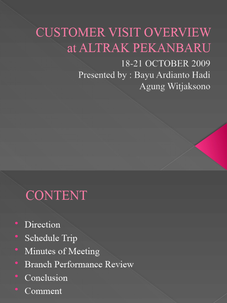 Customer Visit Summary: Altrak Pekanbaru | PDF