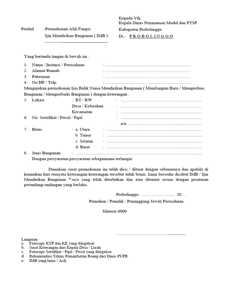 Form Imb Alih Fungsi | PDF | Griya & Taman