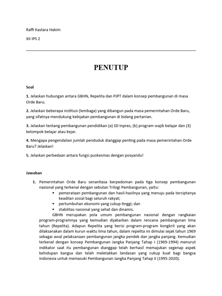 Hubungan GBHN, Repelita, dan PJPT | PDF