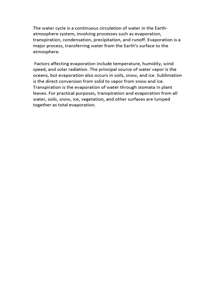 Water Cycle Paragraph | PDF | Science & Mathematics