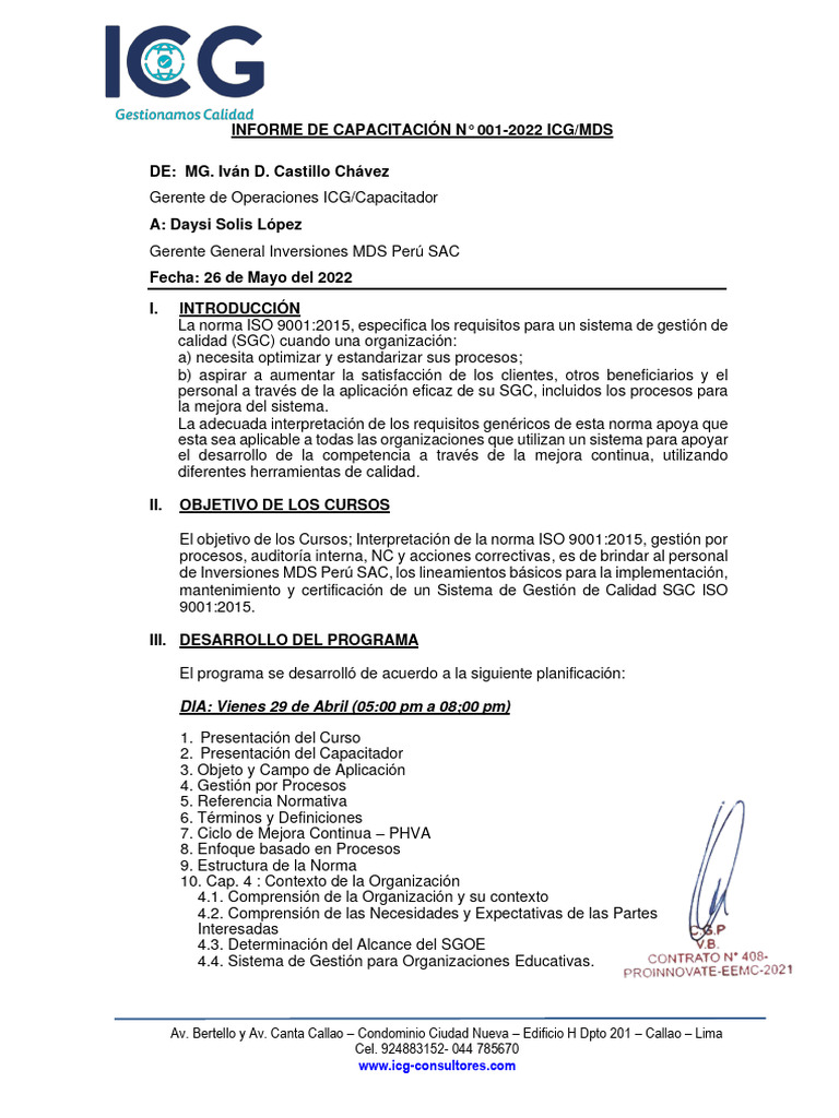 Informe de Capacitacion | Descargar gratis PDF | Planificación | Control (social y político)