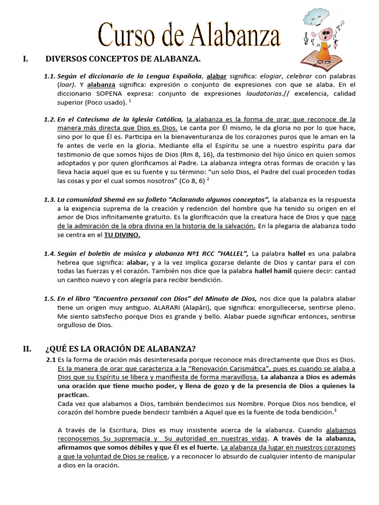 Tema 1 Concepto de La Alabanza. | PDF | Oración | Dios