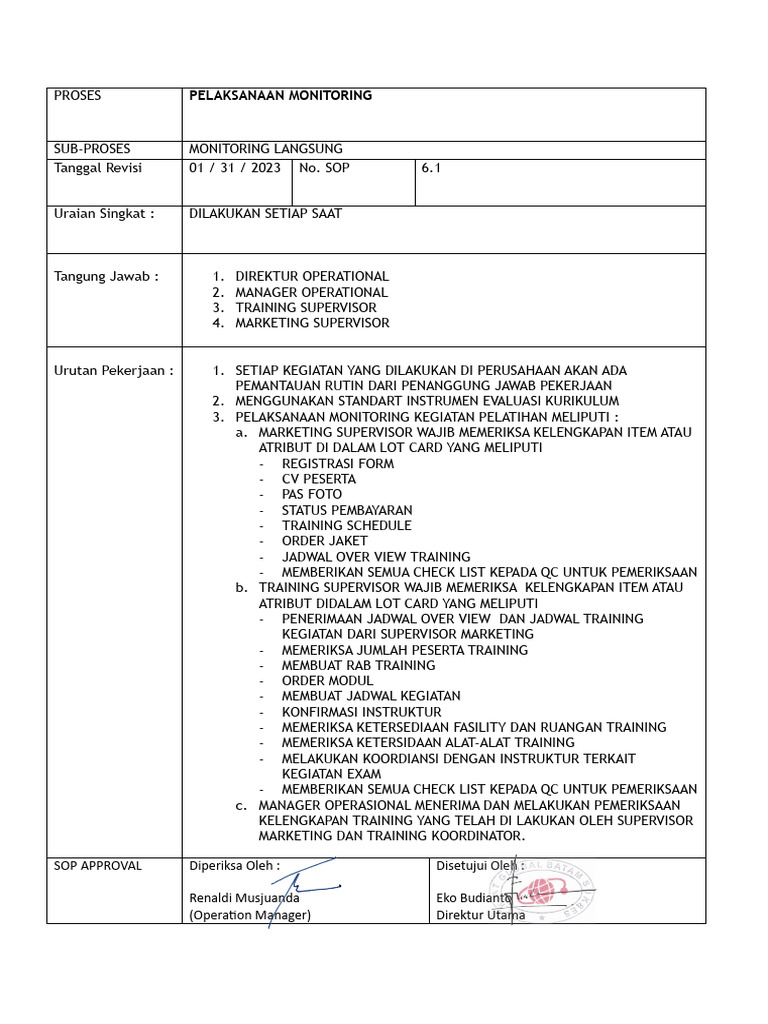 Proses Monitoring Kegiatan Pelatihan | PDF | Teknologi & Rekayasa