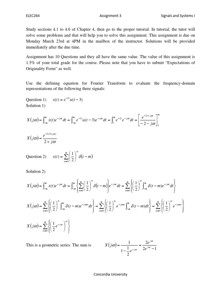 ELEC 264 - Assignment 3 | PDF | Fourier Transform | Algorithms