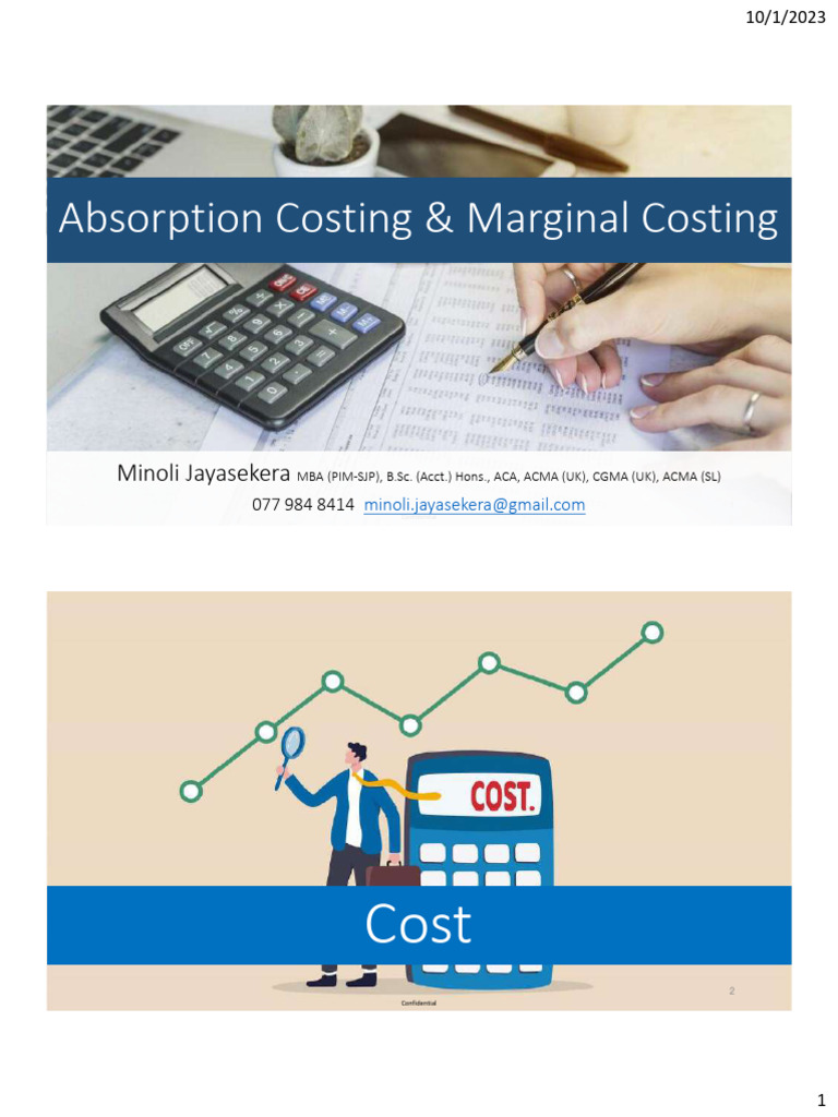 Absorption Costing Marginal Costing | PDF | Cost | Cost Of Goods Sold
